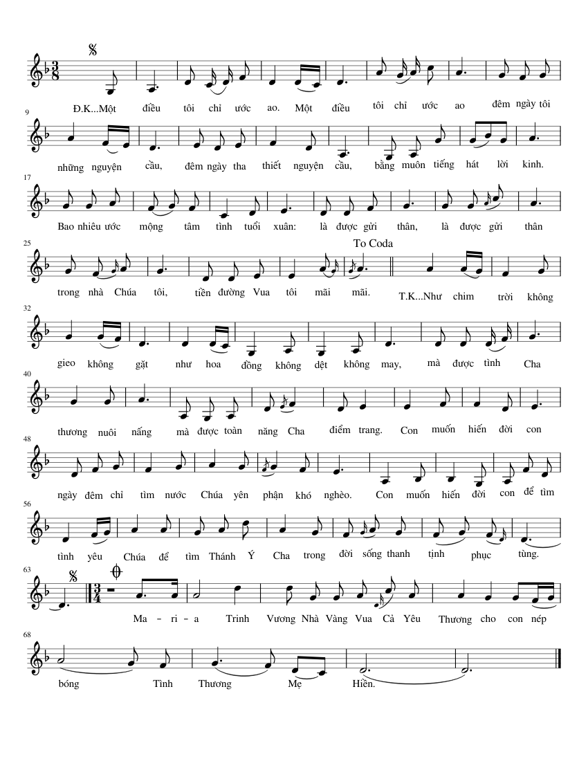 Mot Dieu Uoc Mo Sheet music for Piano (Solo) | Musescore.com