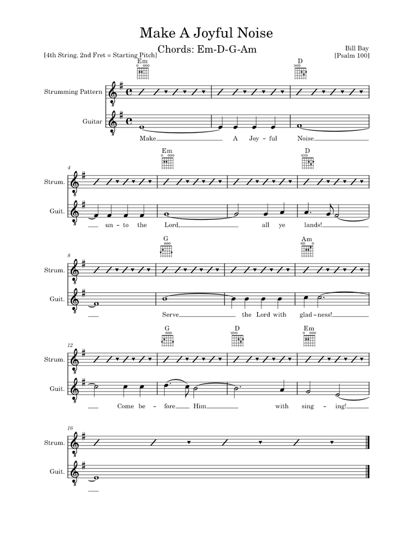 Make A Joyful Noise – Bill Bay Make A Joyful Noise Sheet music for Guitar (Solo) | Musescore.com