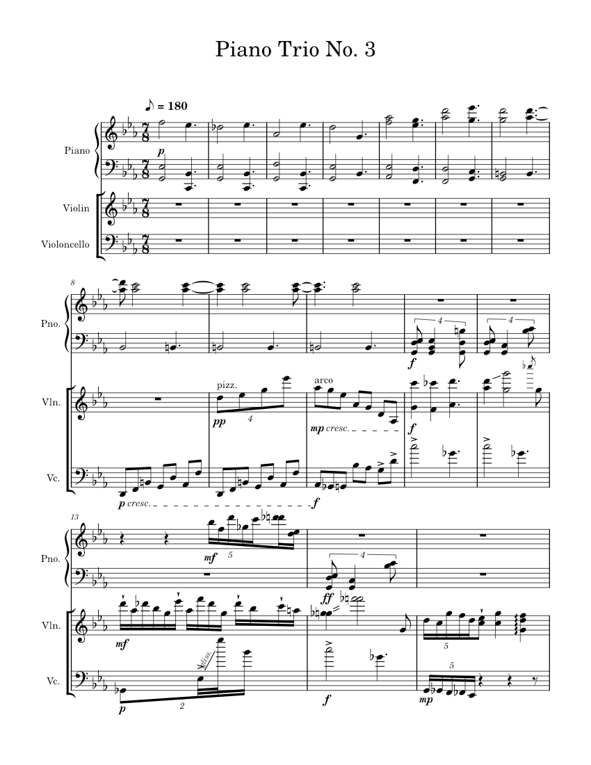 Piano Trio No. 3 Sheet music for Piano, Violin, Cello (Piano Trio ...