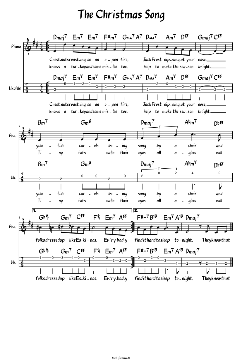 The Christmas Song (Lead sheet with lyrics ) Sheet music for Piano ...