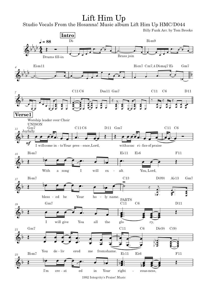 Lift Him Up – Ron Kenoly, Integrity's Hosanna! Music Sheet Music with ...