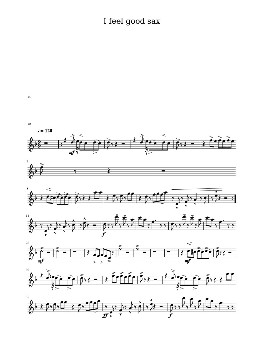 I feel good sax1 Sheet music for Vocals (Solo) | Musescore.com