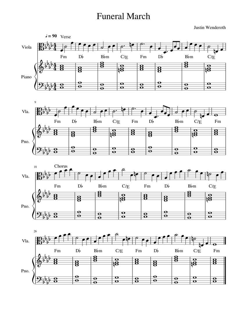 Funeral March Sheet music for Piano, Viola (Solo) | Musescore.com