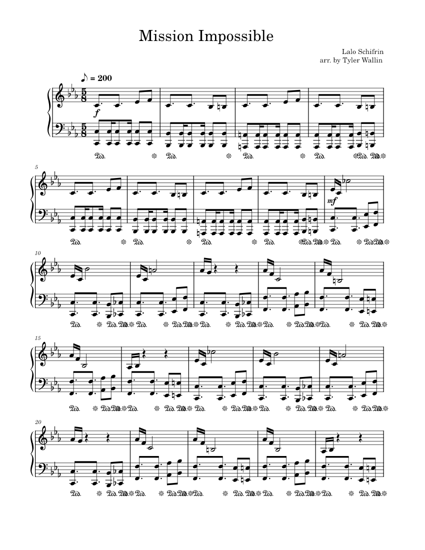 Mission Impossible Theme by Lalo Schifrin Sheet music for Piano (Solo ...