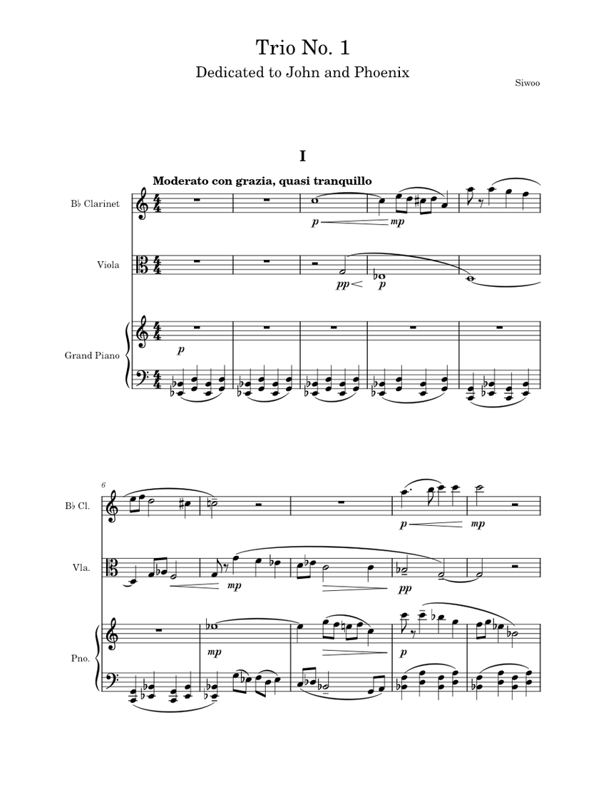 Trio No. 1 Sheet music for Piano, Clarinet in b-flat, Viola (Piano Trio ...