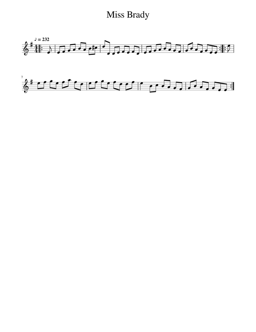 Miss Brady Sheet music for Piano (Solo) | Musescore.com