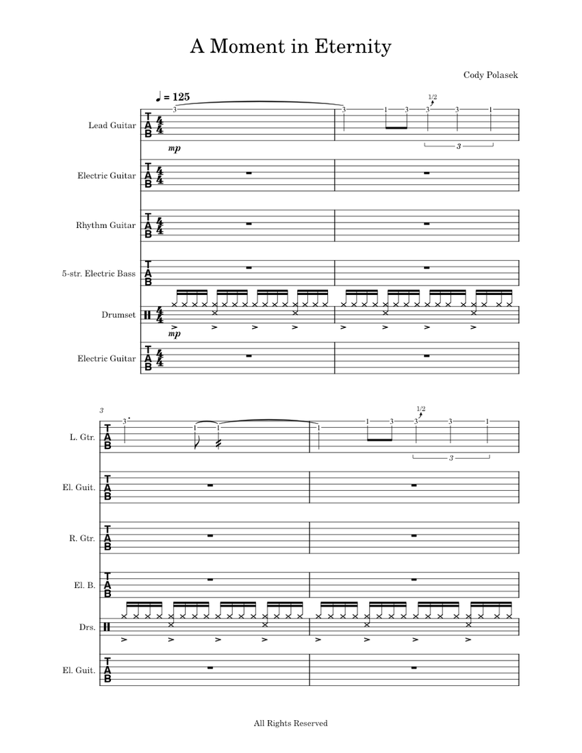 A Moment in Eternity - Cody Polasek Sheet music for Guitar, Bass guitar ...