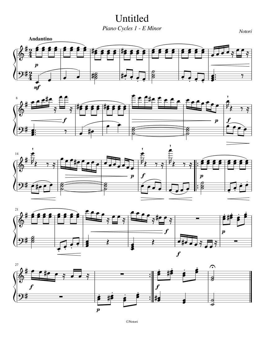 Piano Cycles 1 - E Minor Sheet music for Piano (Solo) | Musescore.com