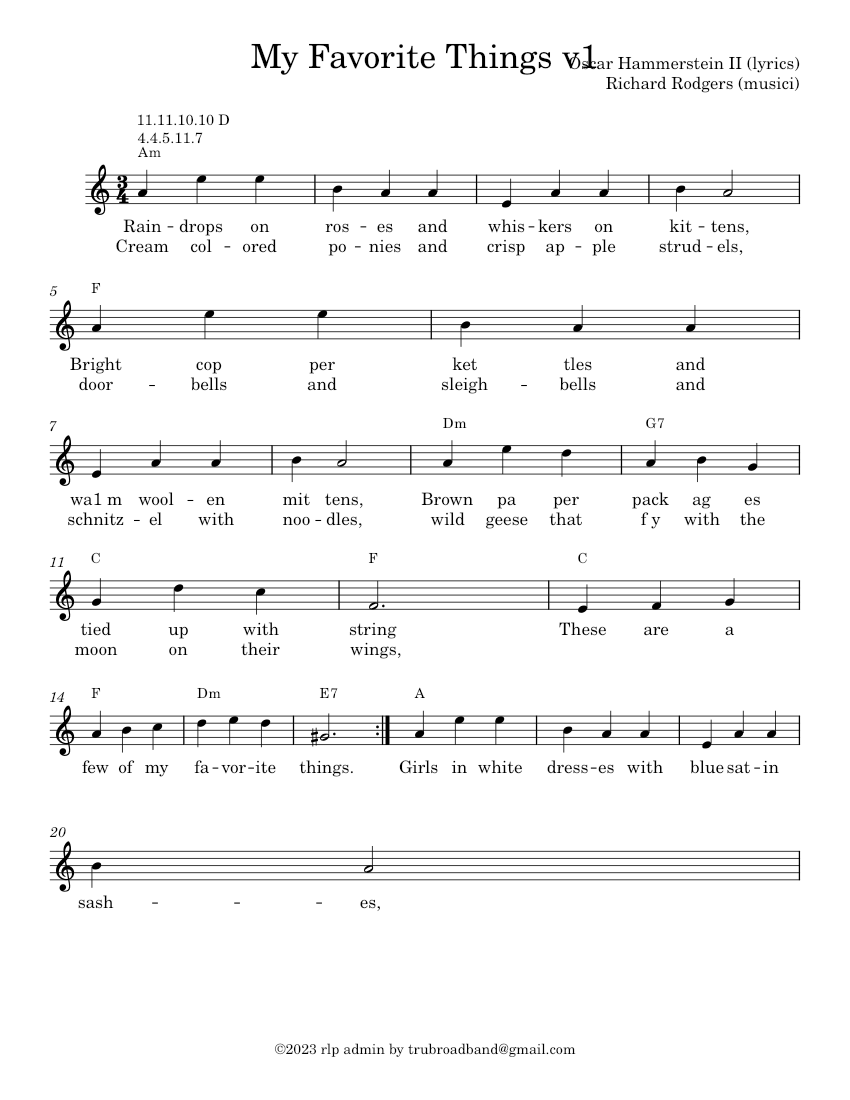 My Favorite Things (from The Sound of Music) - Rodgers & Hammerstein ...