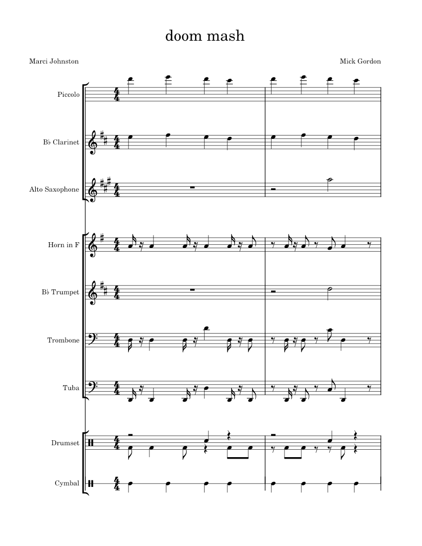 At Doom's Gate – Mick Gordon, Bobby Prince doom mash Sheet music for ...