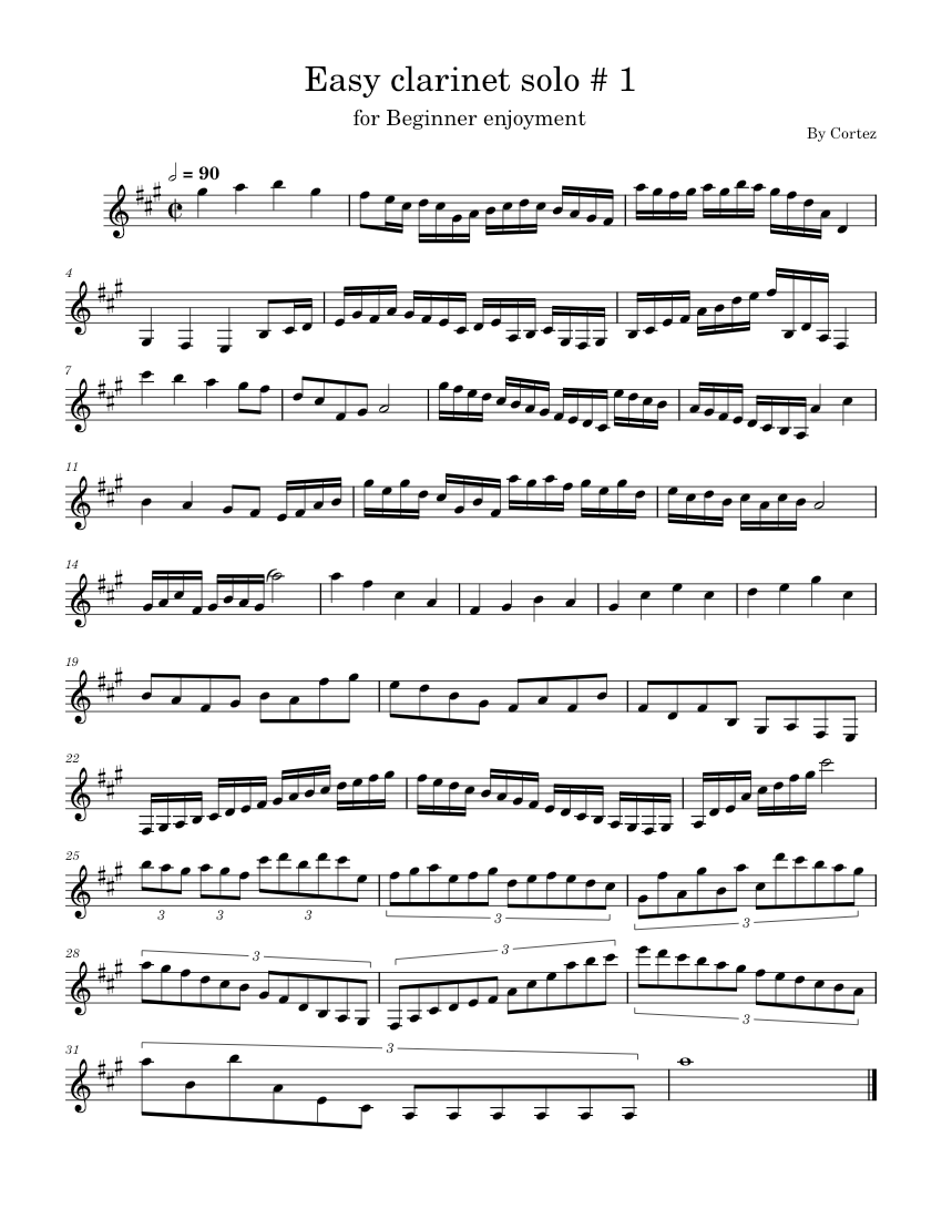 Easy Clarinet Solo #1 Sheet music for Clarinet other (Solo) | Musescore.com