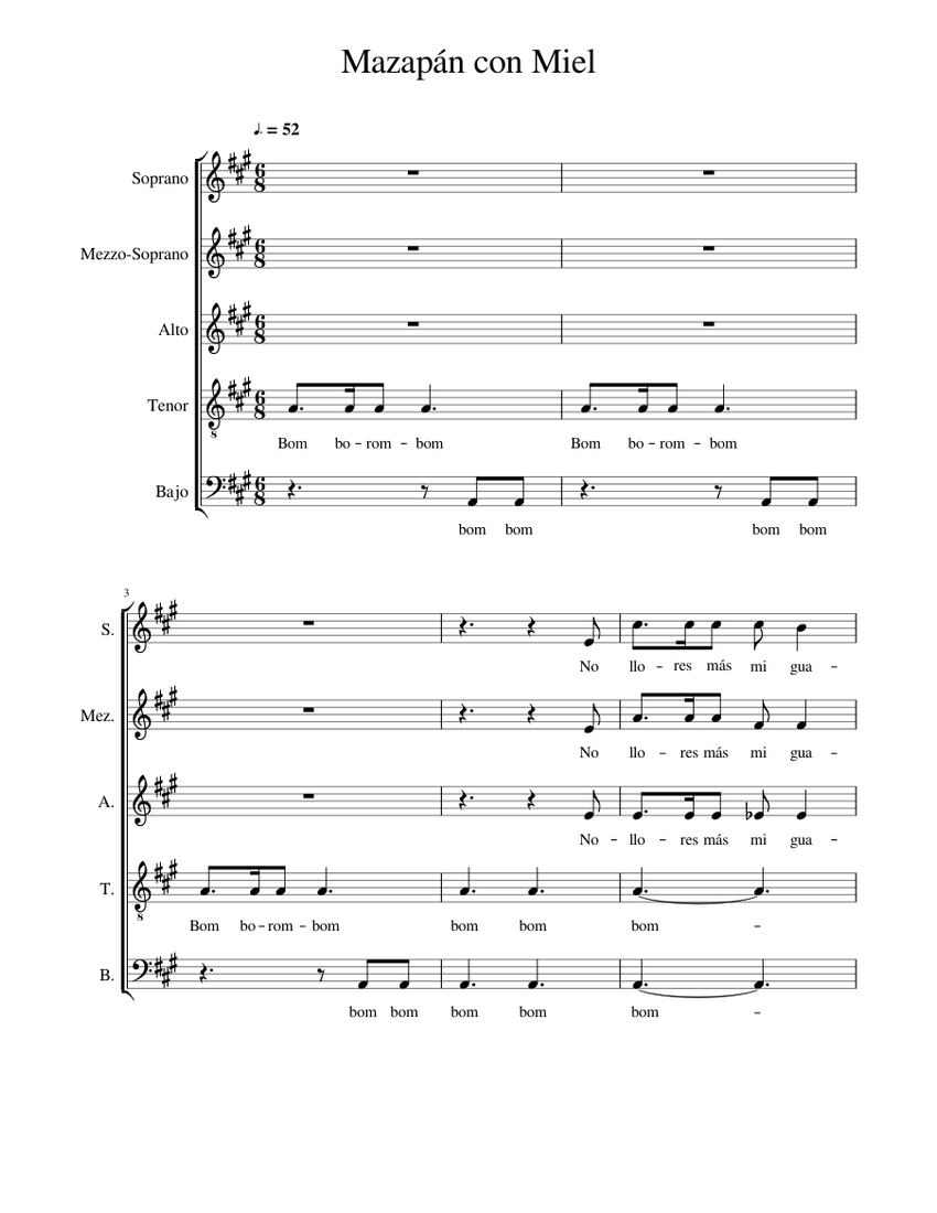 Mazapán con Miel - Todos Sheet music for Piano (Mixed Quintet ...