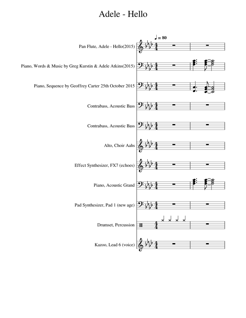 Hello 1 Sheet music for Piano, Alto, Kazoo, Contrabass & more ...