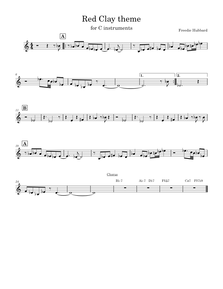 Red clay – Freddie Hubbard Freddie Hubbard Red Clay theme C-like ...