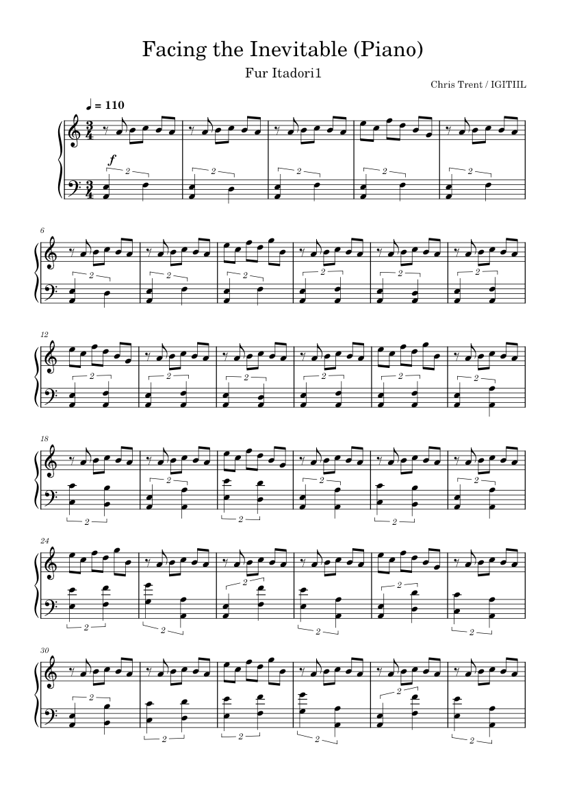Facing the Inevitable – Chris Trent Sheet Music for Piano (Solo ...
