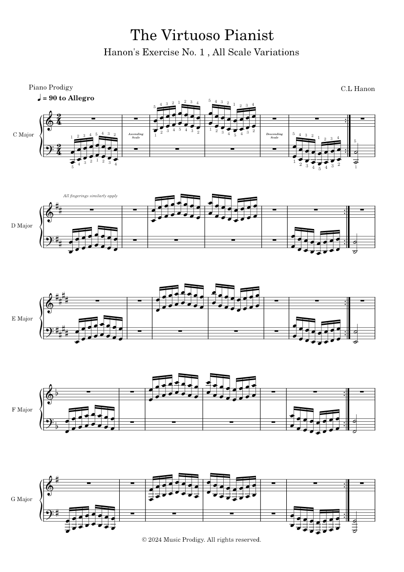 The Virtuoso Pianist: Exercise No. 1 Sheet Music for Piano (Solo ...