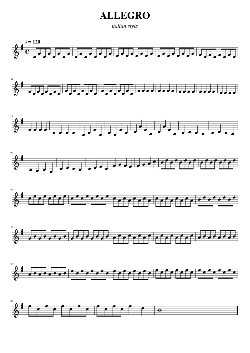 ALLEGRO italian style Sheet music for Violin (Solo) | Musescore.com