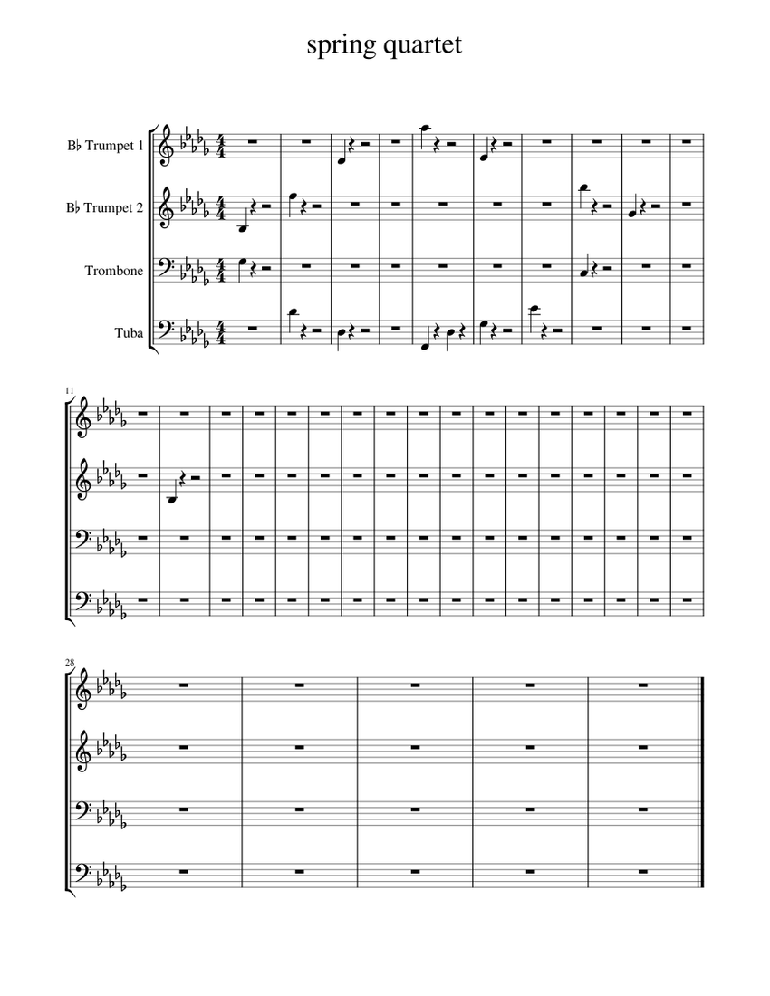 spring_quartet Sheet music for Trombone, Tuba, Trumpet in b-flat (Mixed ...