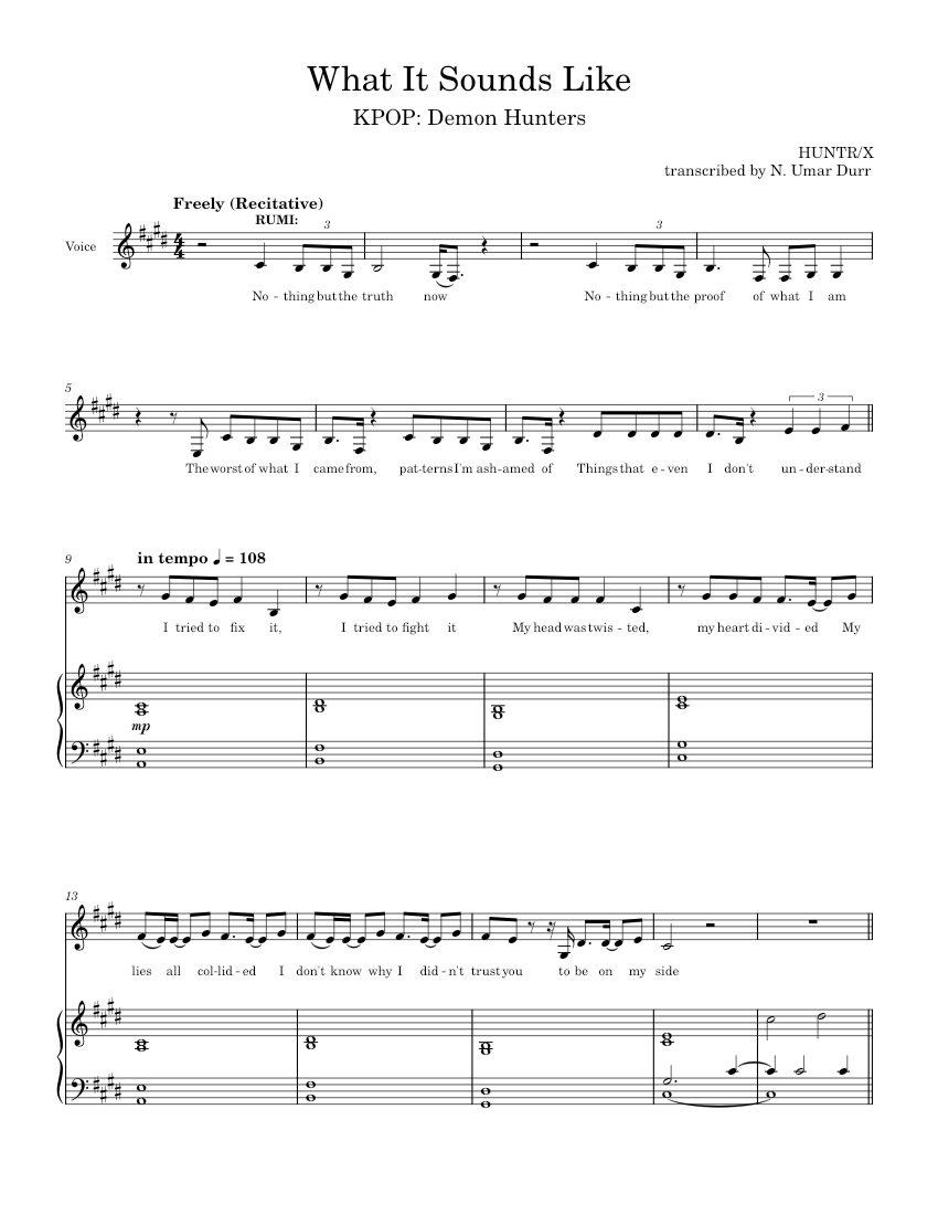 What It Sounds Like - HUNTR/X Sheet Music for Piano, Voice (other) (Mixed Quartet) | MuseScore.com