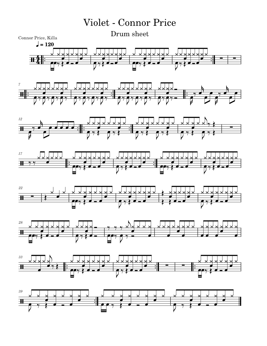 Violet - Connor Price Sheet Music for Drum group (Solo) | MuseScore.com
