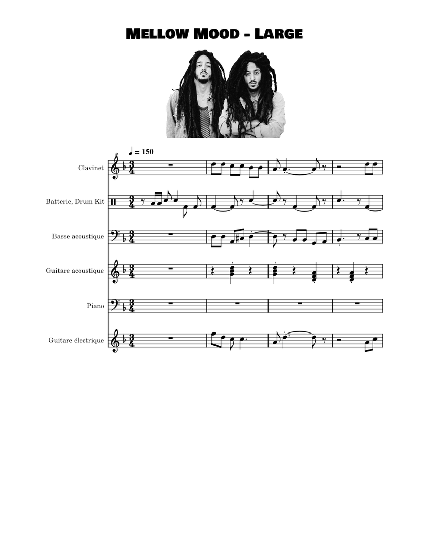 Mellow Mood Reggae - Large Sheet music for Piano, Clavichord, Guitar ...