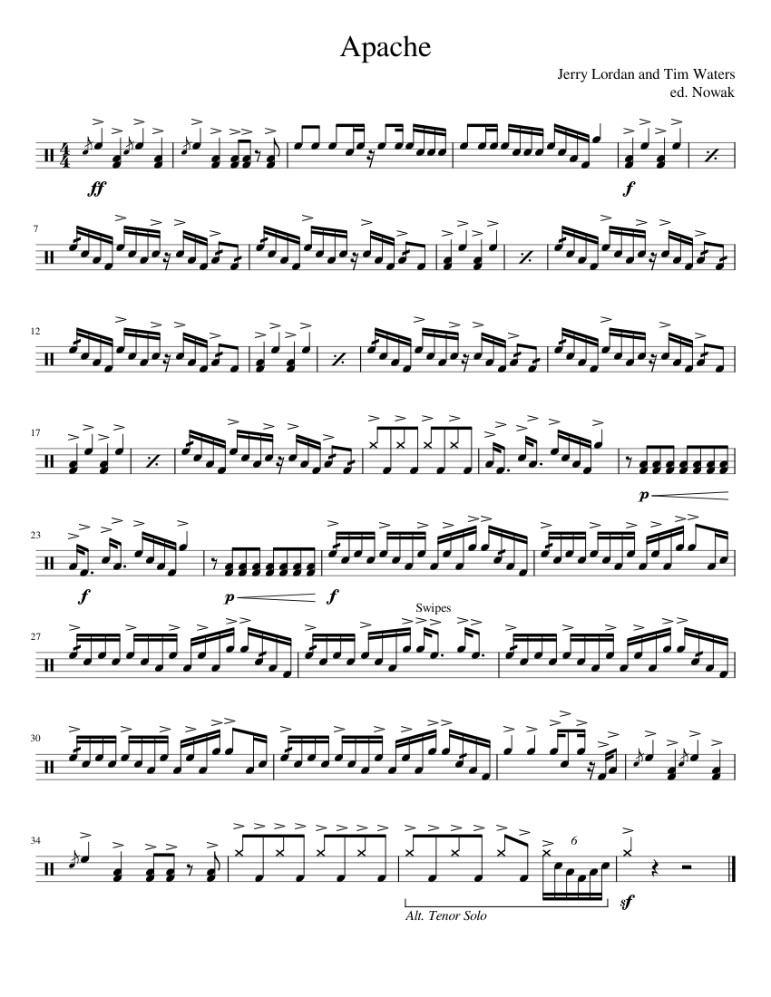 Apache Tenors (NEW) Sheet music for Tenor drum (Solo) | Musescore.com