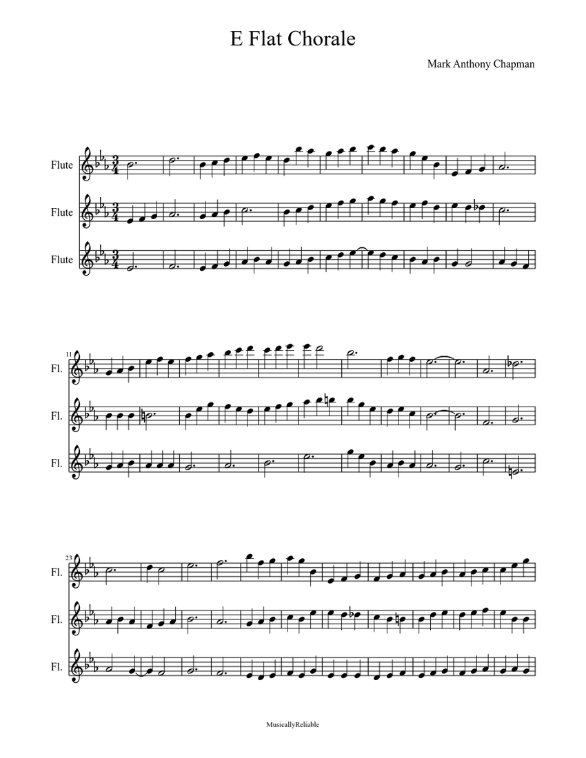 E Flat Chorale Sheet music for Flute (Mixed Trio) | Download and print ...