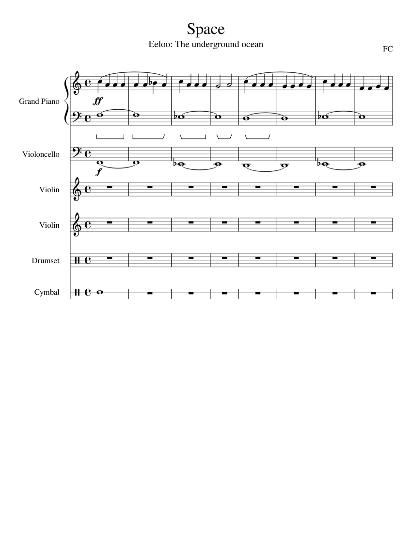 Space: Music for the short film: EELOO Sheet music for Violin, Drum ...
