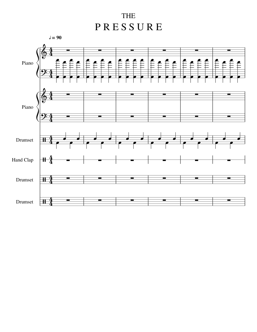 The P R E S S U R E Remix Sheet Music For Piano Drum Group Hand The P R E S S U R E Remix Sheet Music For Piano Drum Group Hand