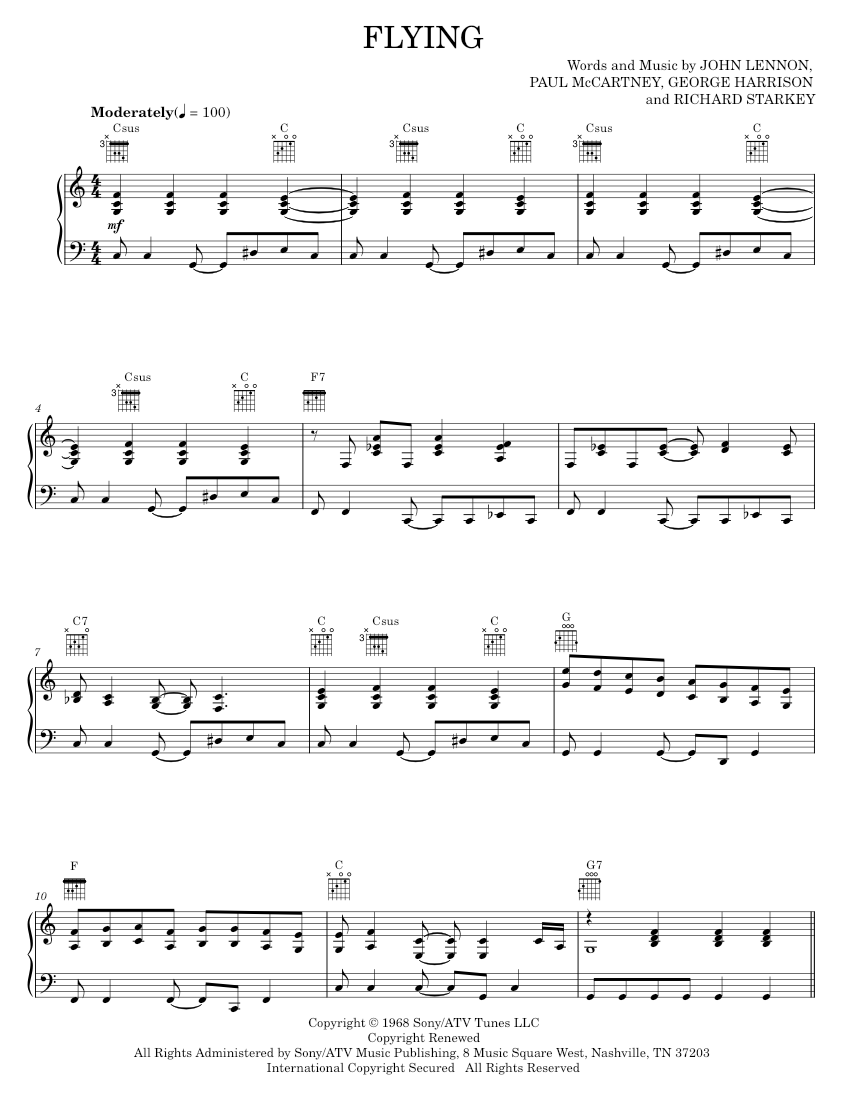 Play Official version of Flying Sheet Music by The Beatles for Piano ...