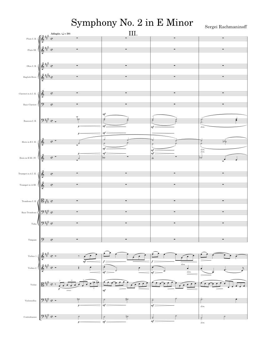 Symphony No. 2 in E Minor, Op. 27, 3rd Movement - Sergei Rachmaninoff Sheet music for Trombone ...