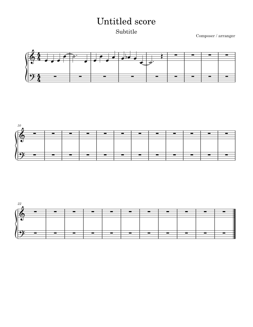 Untitled Score – Composer/artist Untitled score Sheet music for Piano ...