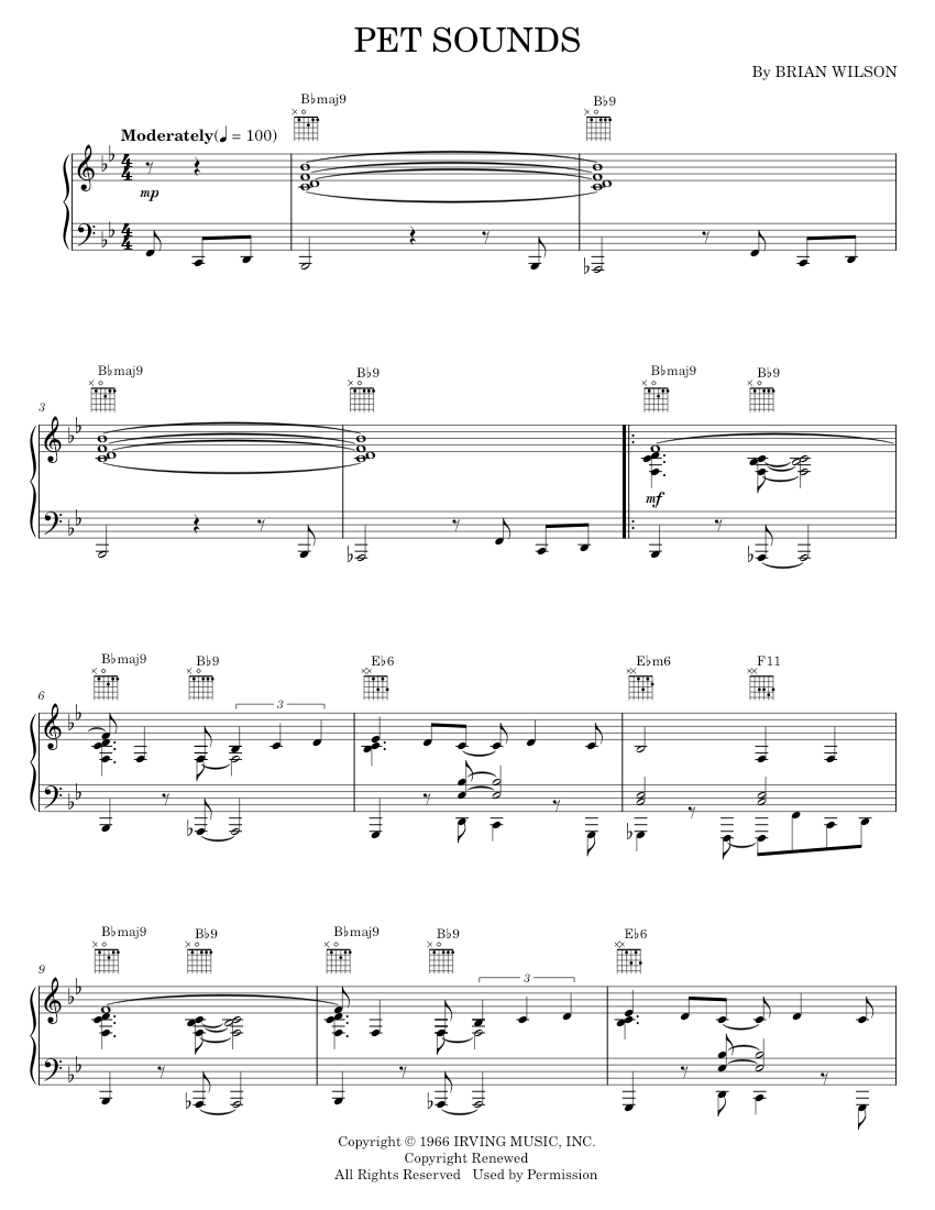 Play Official version of Pet sounds Sheet Music by The Beach Boys for ...