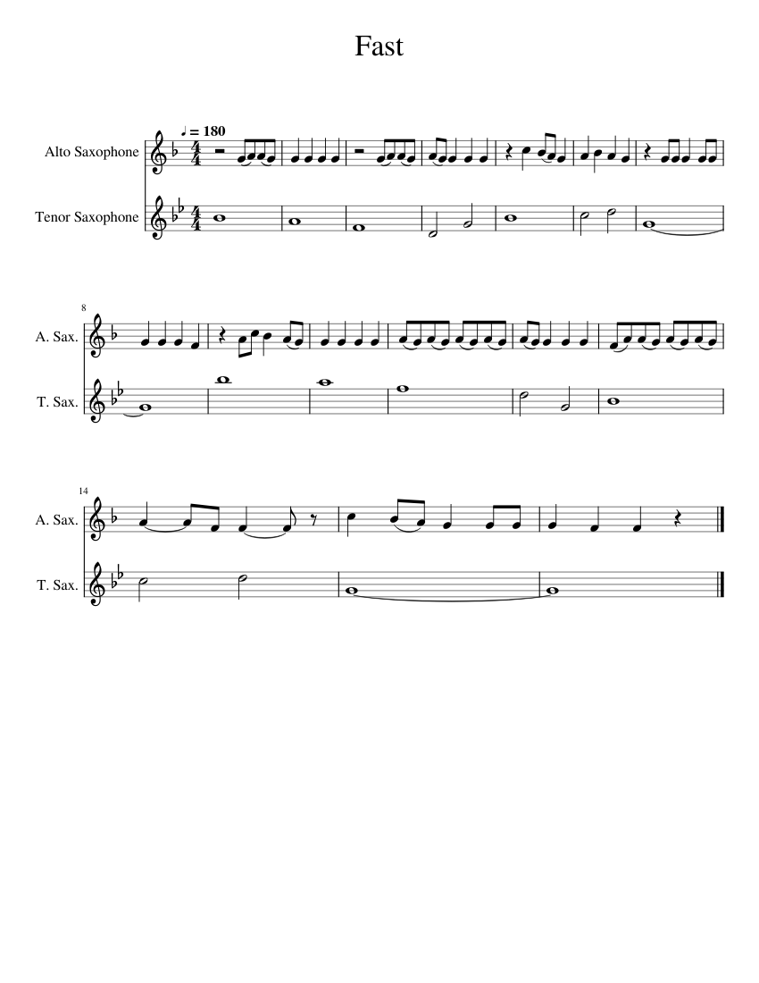 Fast Sheet music for Saxophone alto, Saxophone tenor (Saxophone ...