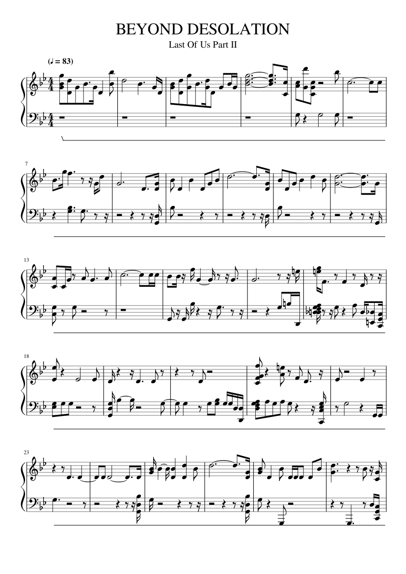 BEYOND DESOLATION Last Of Us Part II Sheet music for Piano (Solo) | Musescore.com