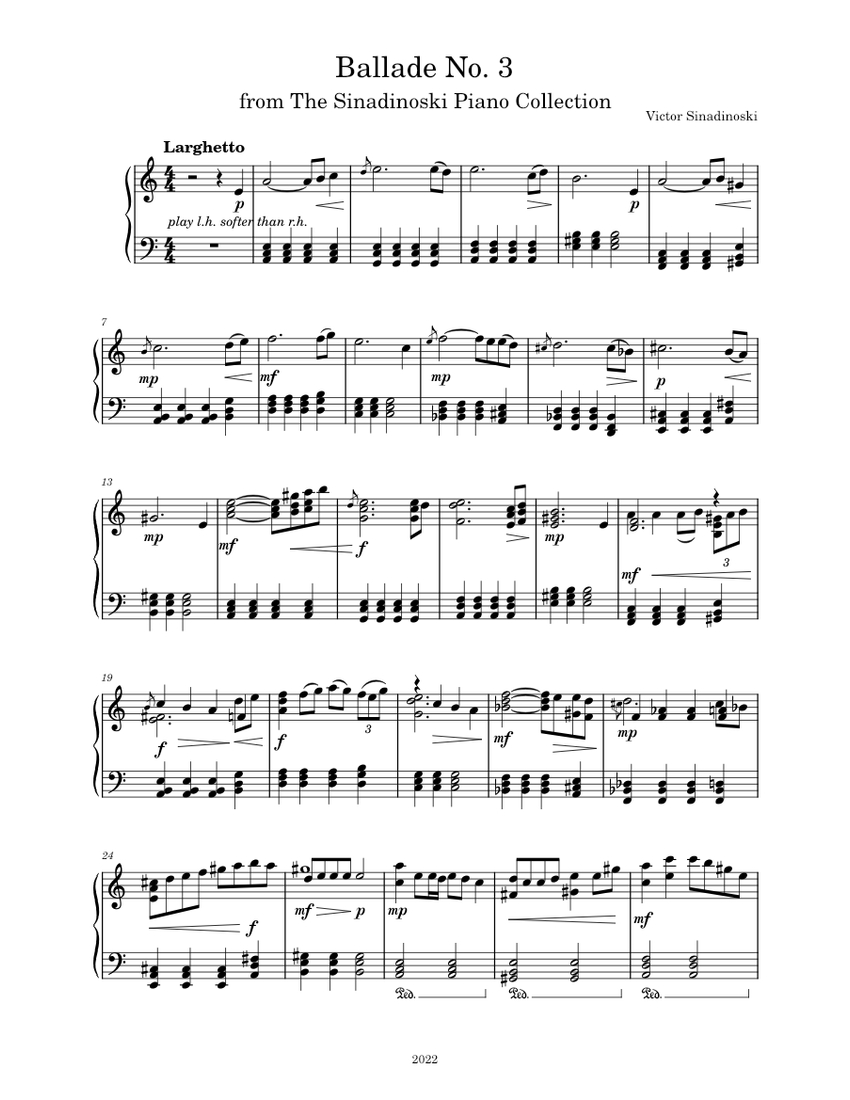 Ballade No. 3 Sheet music for Piano (Solo) | Musescore.com