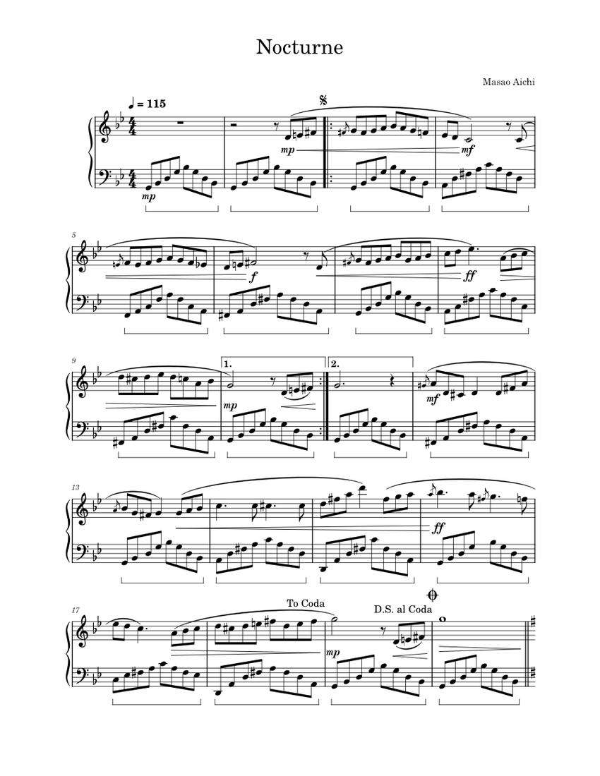Nocturne Sheet music for Piano (Solo) Easy | Musescore.com
