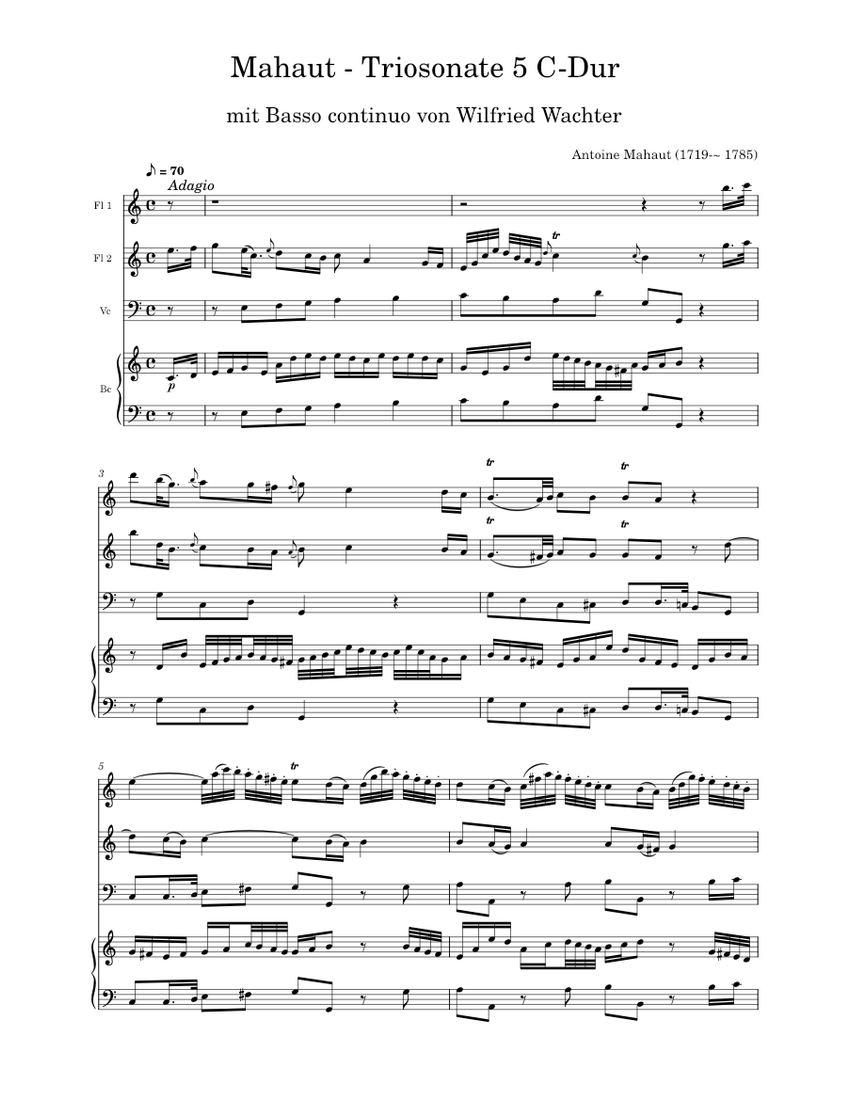 Mahaut_-_Triosonate_5_C-Dur Sheet music for Harpsichord, Flute, Cello ...