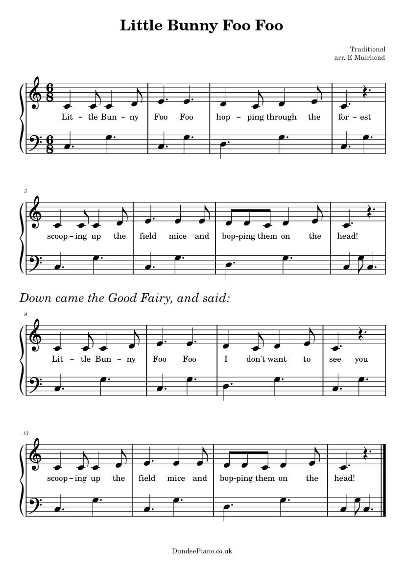 Little Bunny Foo Foo – Misc Traditional Sheet music for Piano (Solo ...