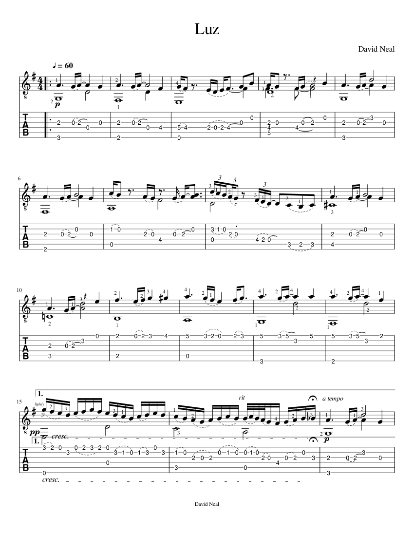 Luz Sheet music for Guitar (Solo) | Musescore.com