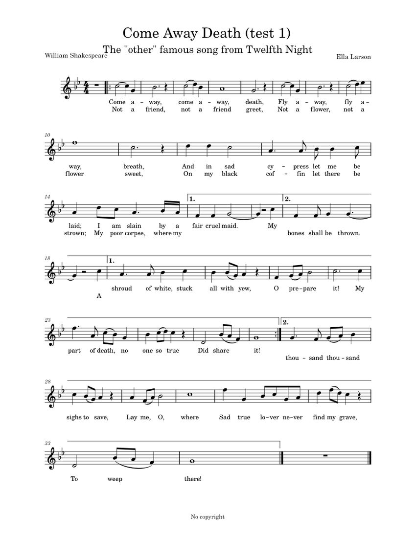Come Away, Death Sheet music for Guitar (Solo) | Musescore.com