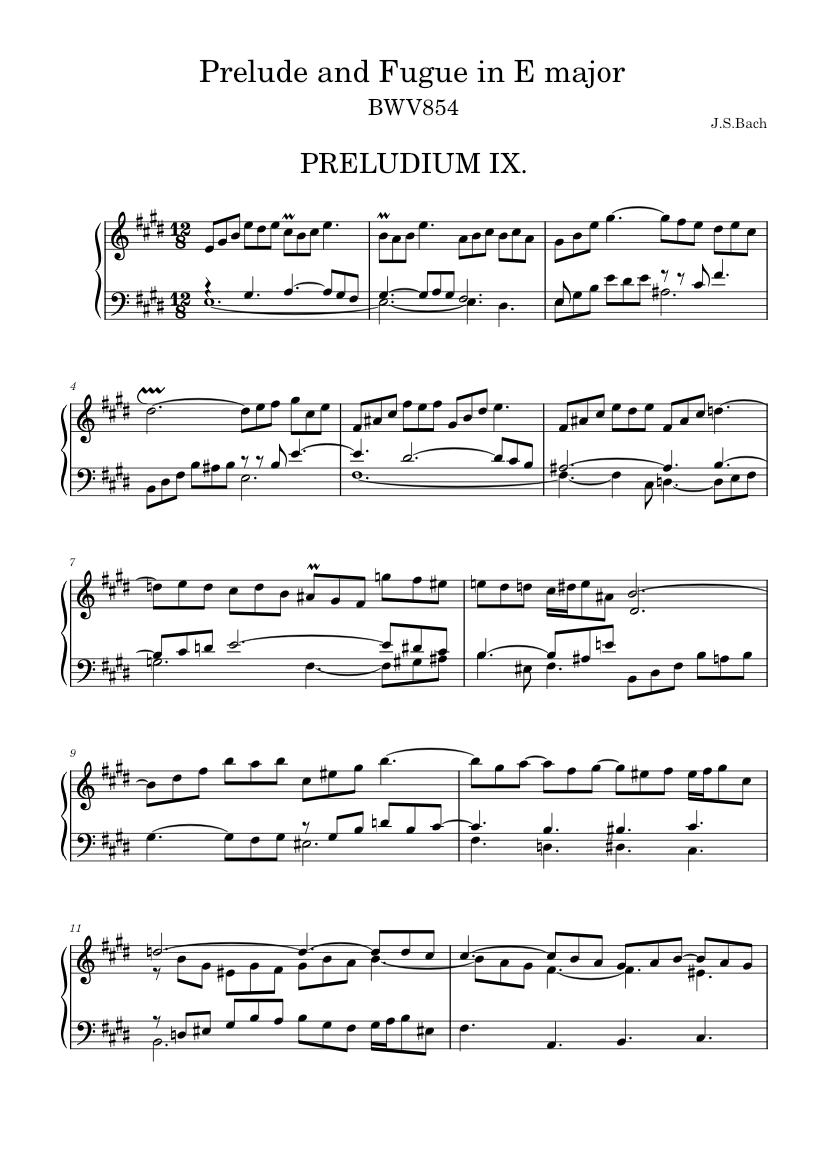Prelude and Fugue in E major,BWV854 – J.S.Bach Sheet music for Piano ...