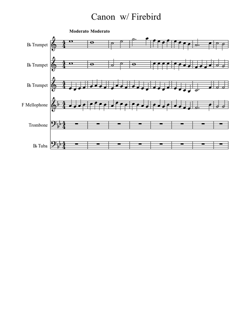 Canon w/ Firebird Sheet music for Trombone, Tuba, Trumpet other (Mixed ...
