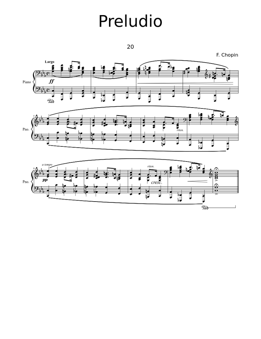 Preludio 20 Sheet music for Piano (Solo) | Musescore.com