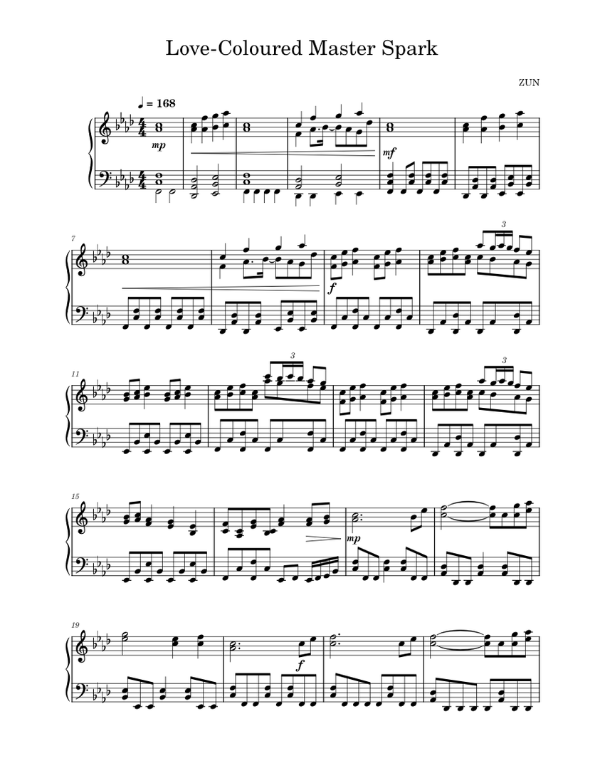 Love Colored Master Spark – ZUN Sheet music for Piano (Solo ...