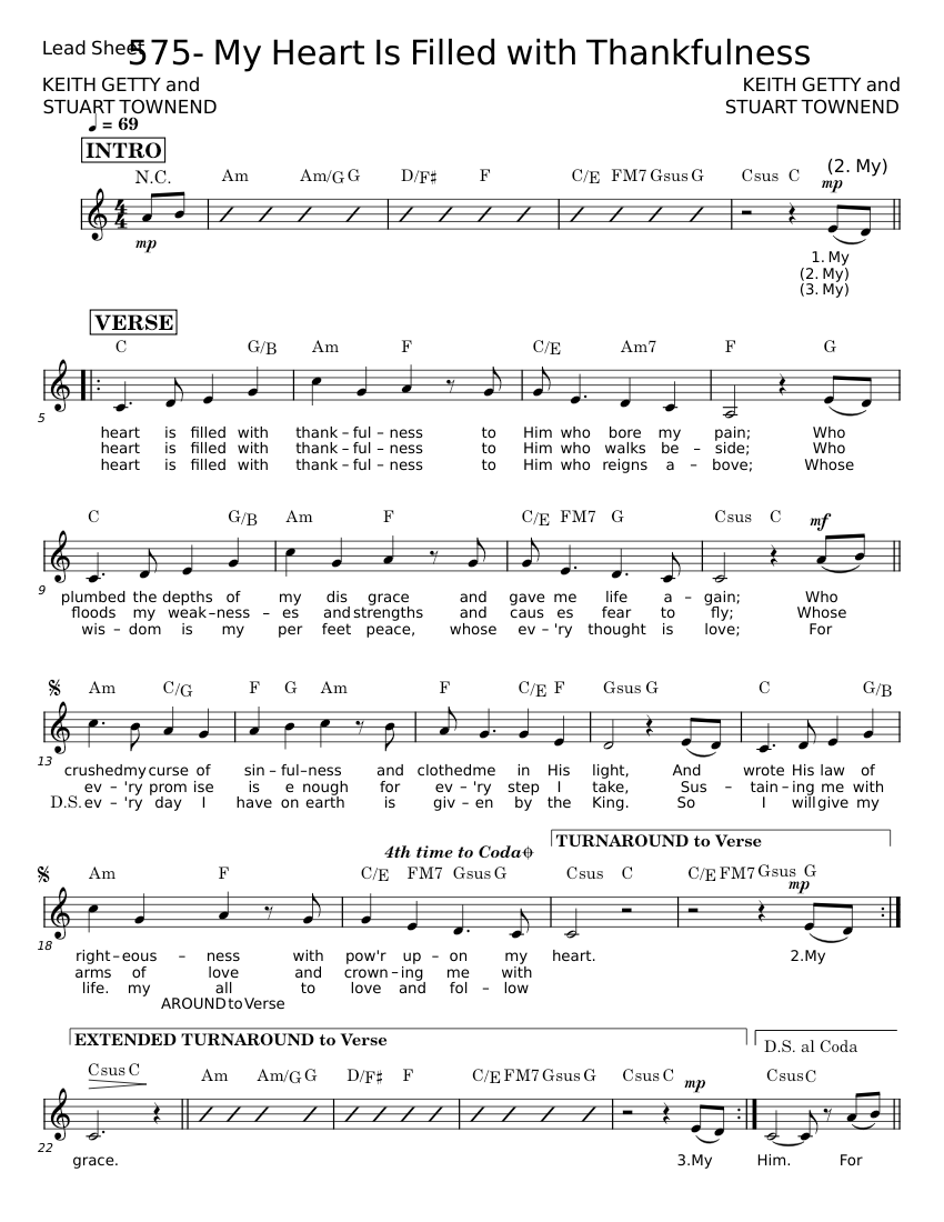 My heart is filled with thankfulness - Keith Getty Sheet music for ...