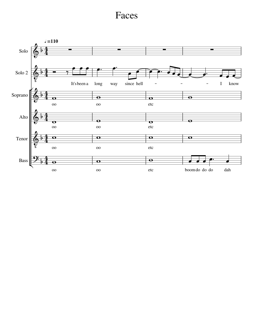Faces Sheet music for Soprano, Alto, Tenor, Bass voice (Choral ...