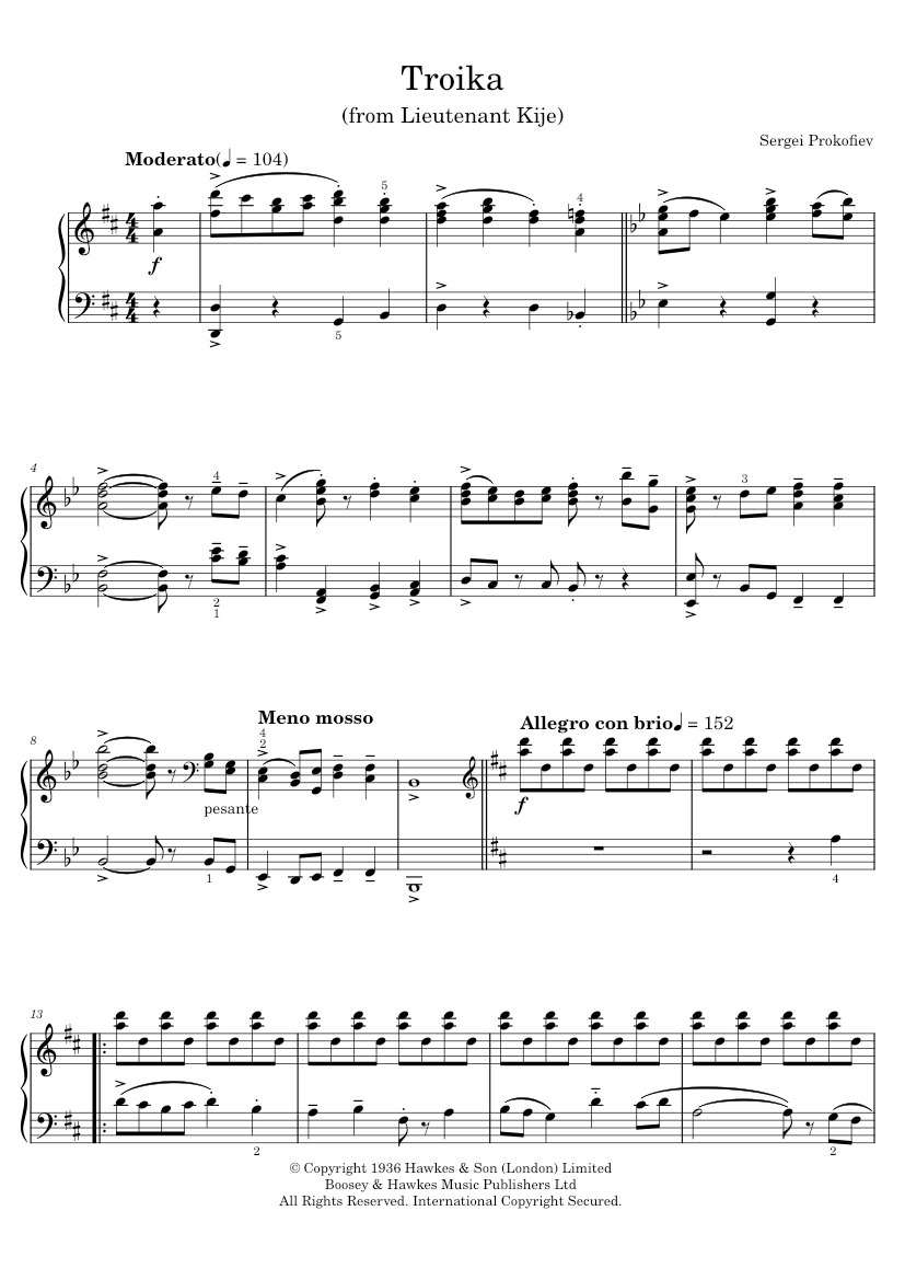 Play Official version of Lieutenant Kijé (suite), Op.60 Sheet Music by ...