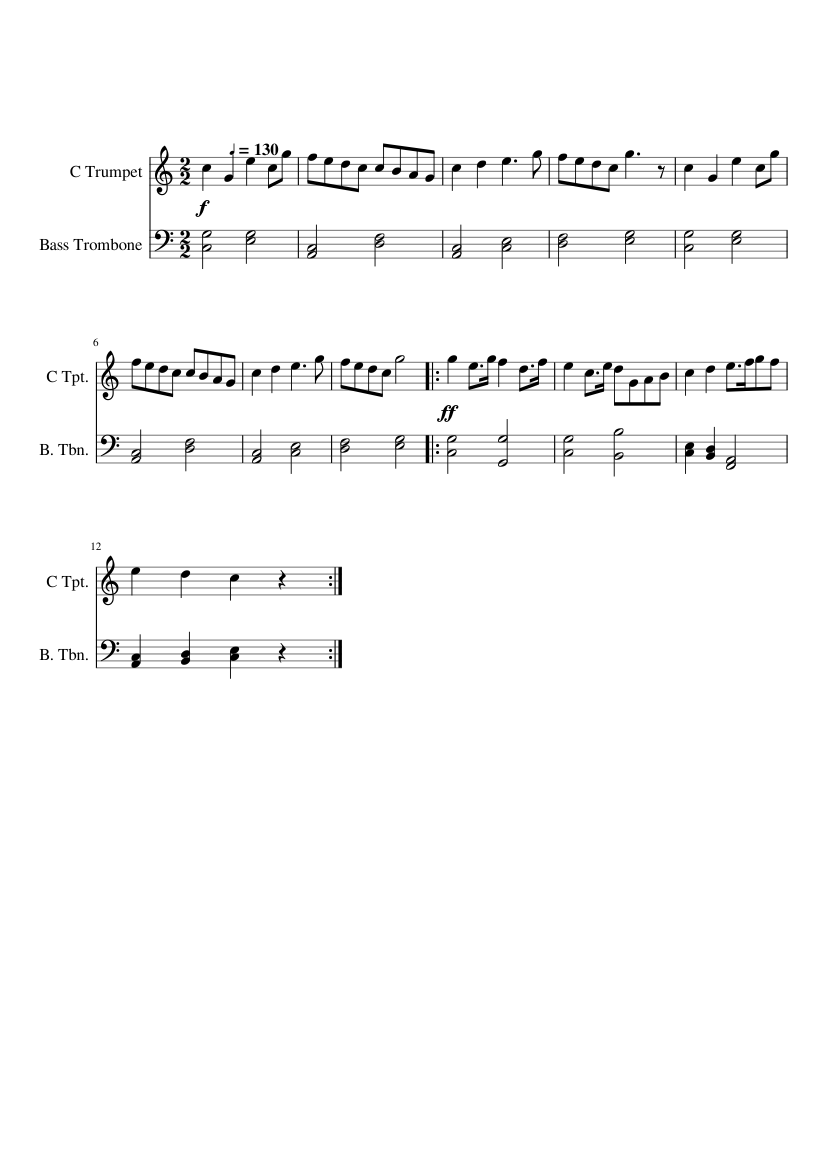 Spanish anthem - marcha real Sheet Music for Trombone bass, Trumpet in ...