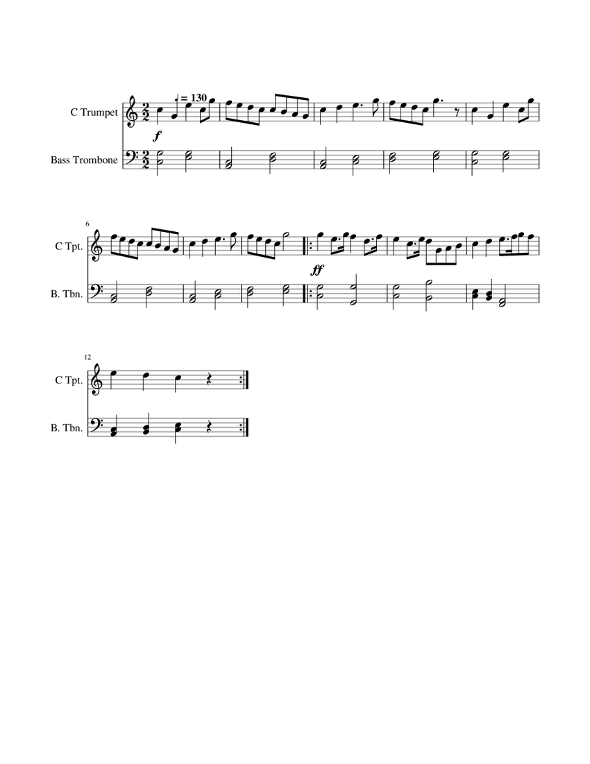 Spanish anthem - marcha real Sheet music for Trombone (Bass), Trumpet ...